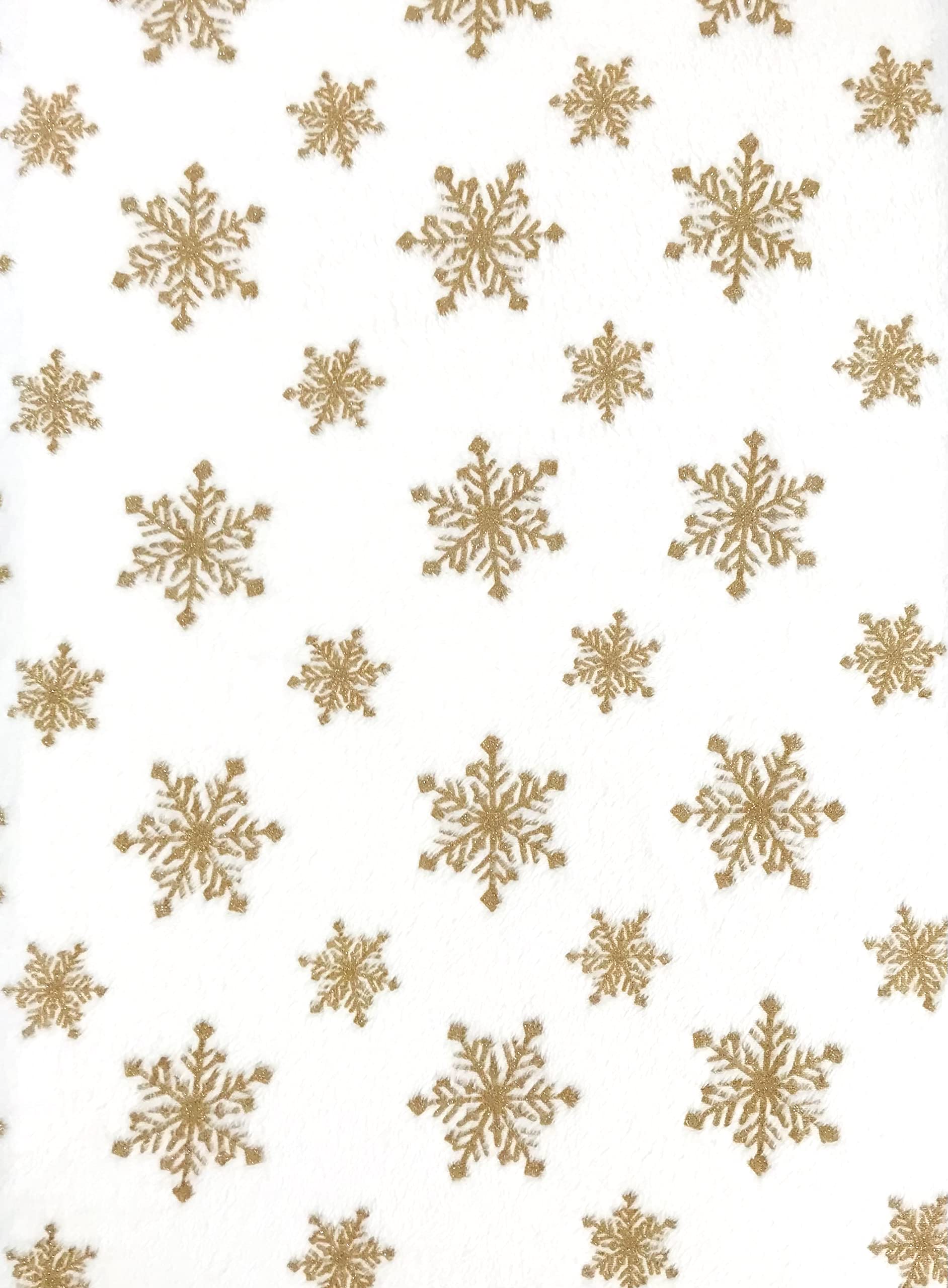 Serafina Home Christmas Holiday Throw Blanket: Velvelty Soft, Durable Fleece Accent for Bed or Couch (Golden Snowflakes, 50 x 60 inches)