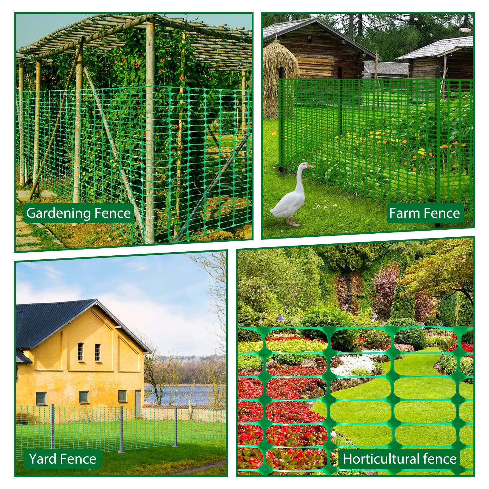 Safety Fence Plastic Mesh Fencing Roll,1 Roll with 25 Steel Stakes, Temporary Reusable Netting for Pool Fence, Garden, Construction