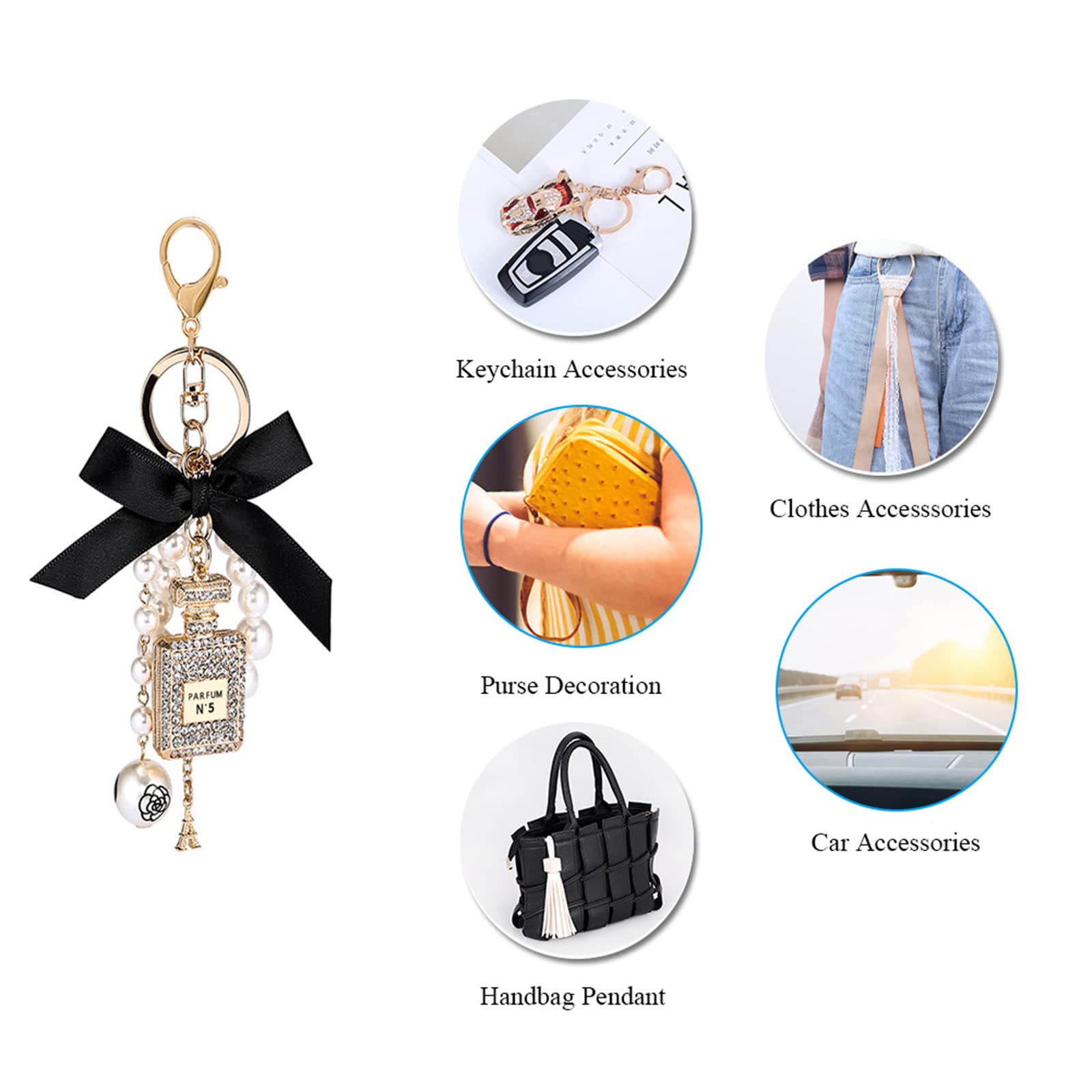 WEPROSOFS Cute Keychains for Women, Key Chains for Car Keys, Keychain Accessories for Car Accessories Handbag Decorations (A-Black)