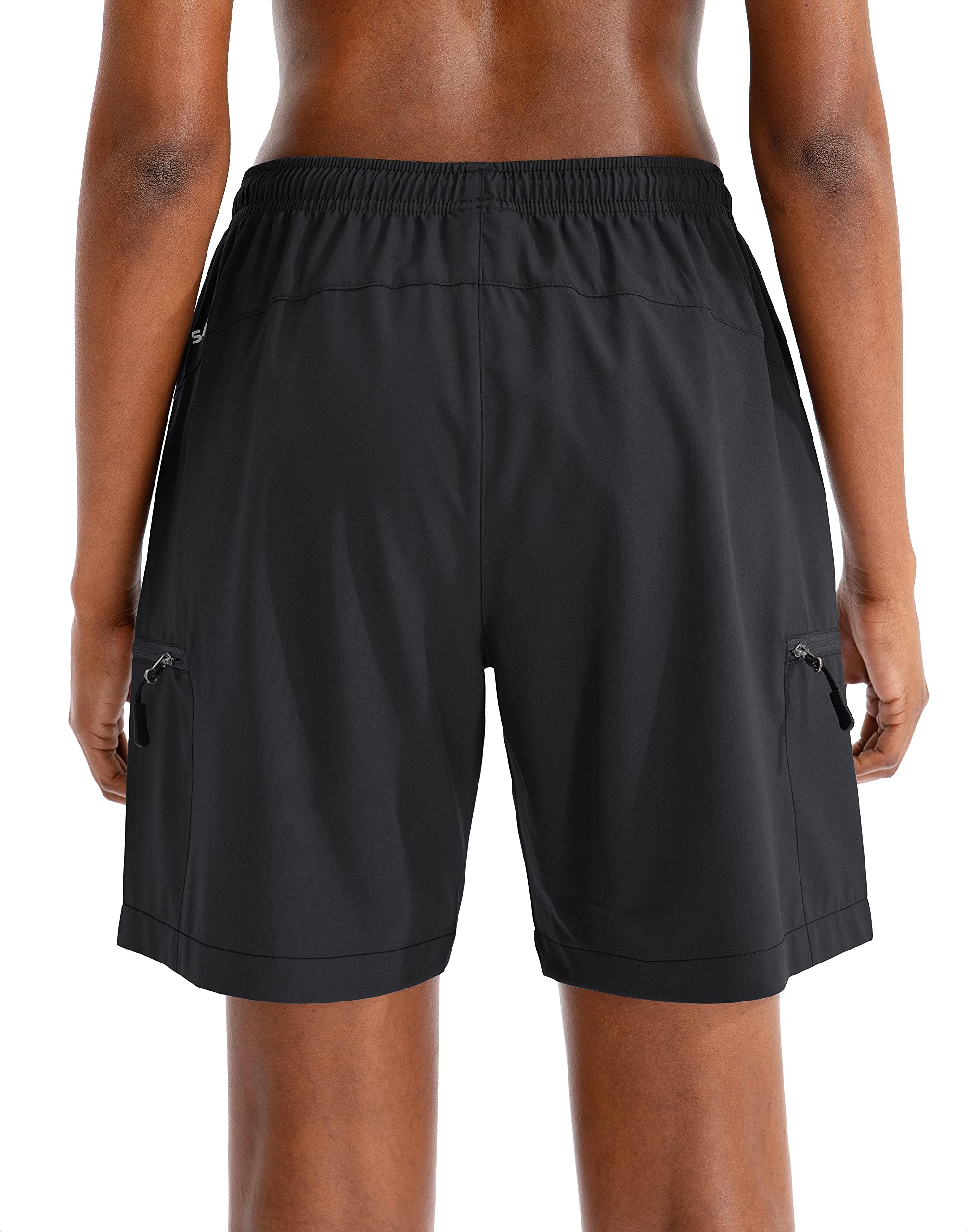 SANTINY Women's Hiking Cargo Shorts Quick Dry Lightweight Summer Shorts for Women Travel Athletic Golf with Zipper Pockets(Black_XXL)