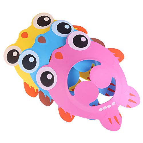 SUNTRADE 3PCS Adjustable Cartoon Baby Bathing Visor,Safe Shampoo Shower Bathing Protect Soft Cap Hat for Baby Children Kids