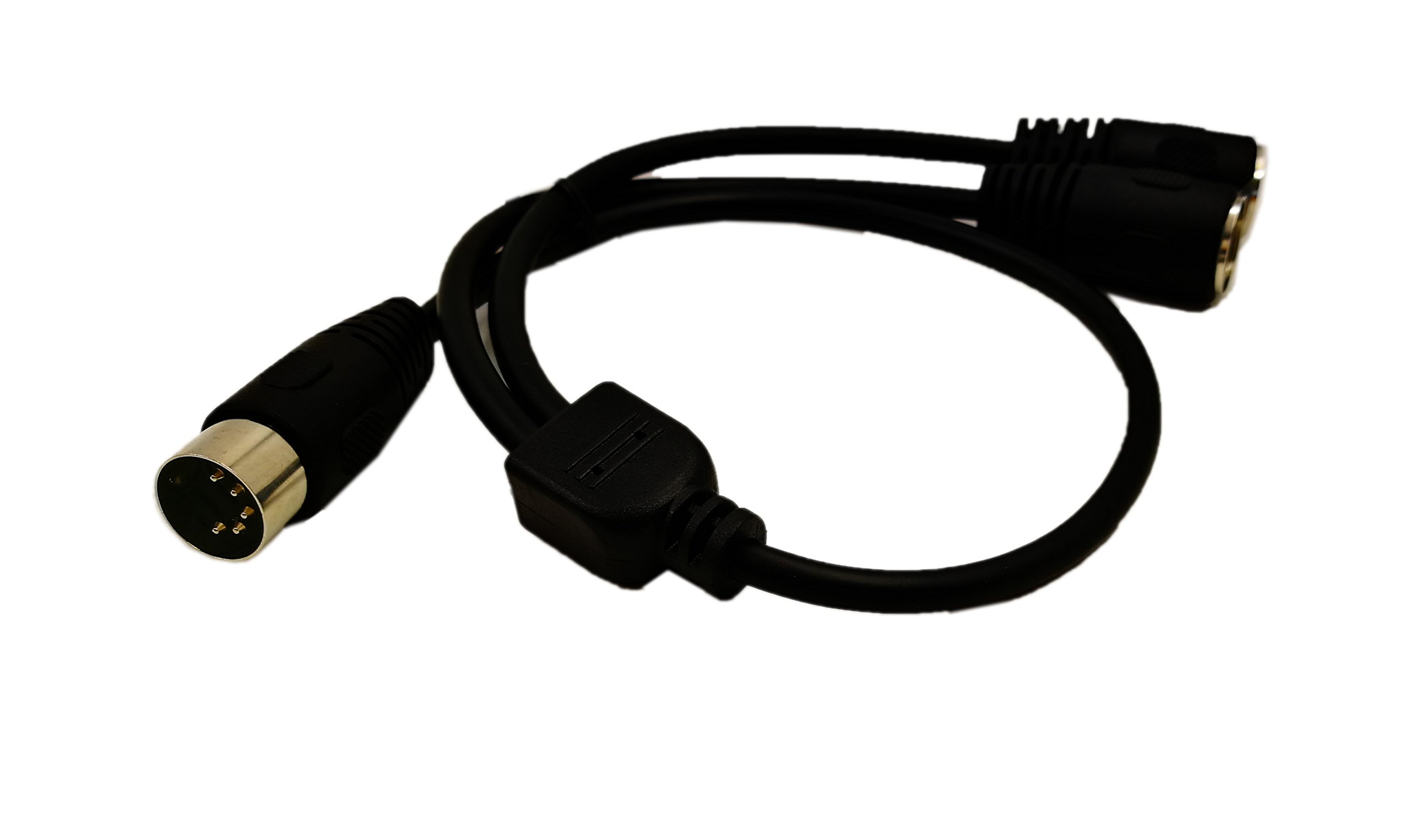SinLoon DIN 5-Pin Splitter Y Adapter MIDI Cable, MIDI 5 Pin Male to Dual 2 x DIN-5 Female Extension Audio Cable (D5P M-2F,0.5meter)