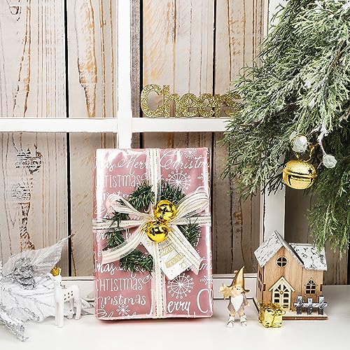 RUSPEPA Christmas Wrapping Paper Rolls - Mini Roll - 17 inches x 10 feet per Roll, Total of 3 Rolls - Pink Design