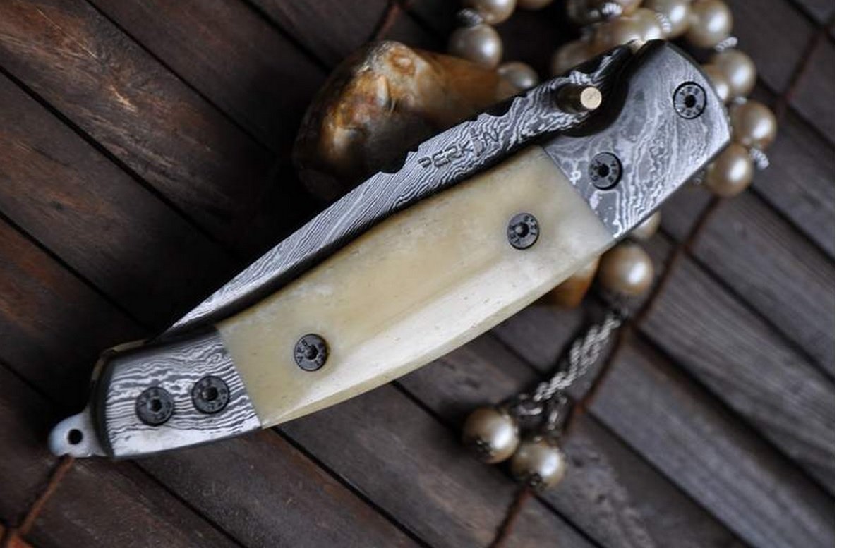 Perkin Knives - Handmade Damascus Folding Knife - Work of Art