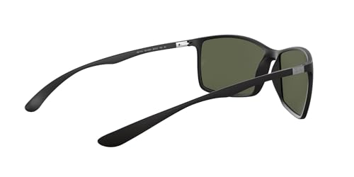 Ray-Ban Men's RB4179 Liteforce Square Sunglasses, Matte Black/Polarized Green, 62 mm + 1