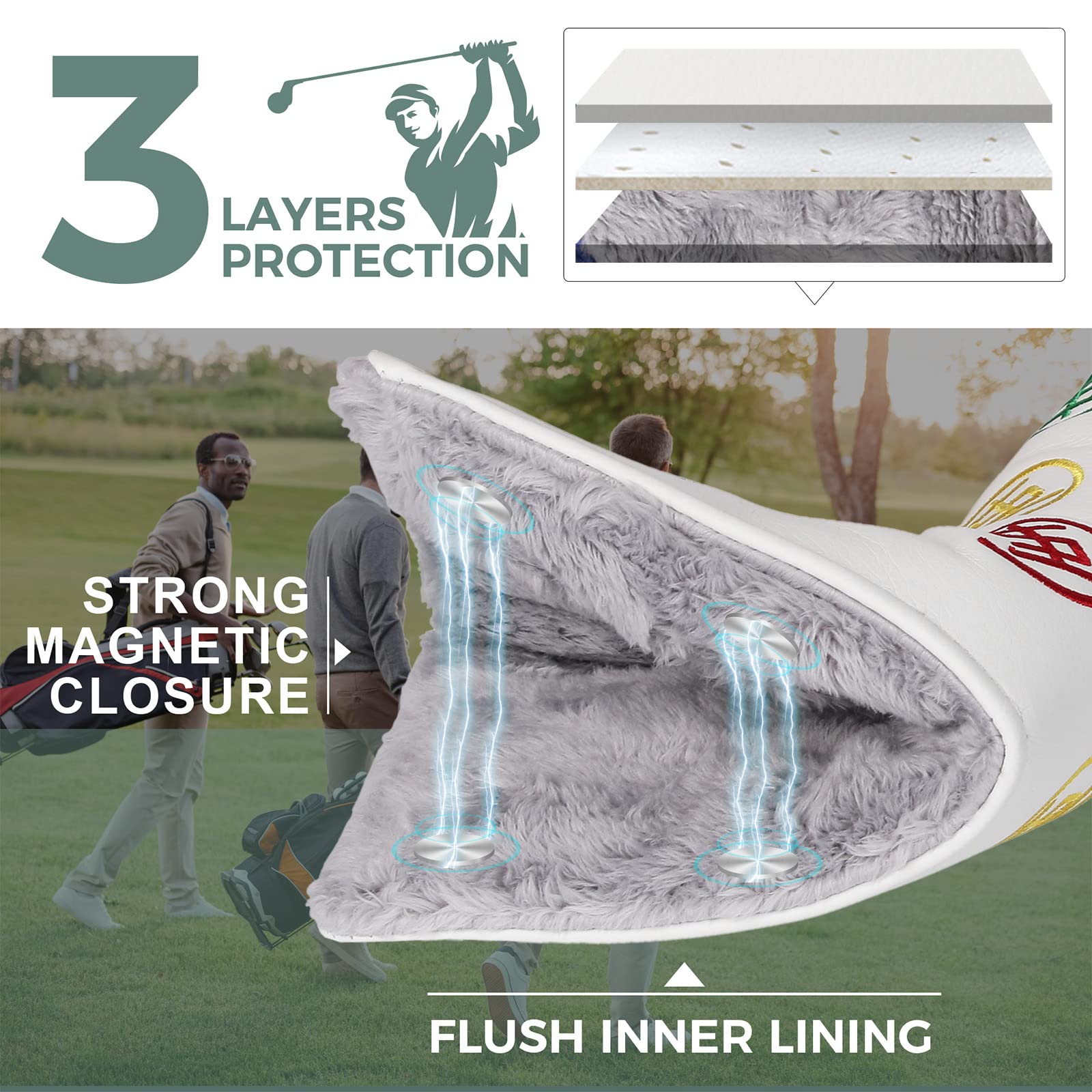 Studio Crafted Golf Blade Putter Cover Headcover Club Protector Dacning Magnetic Closure for Scotty Cameron Taylormade Odyssey
