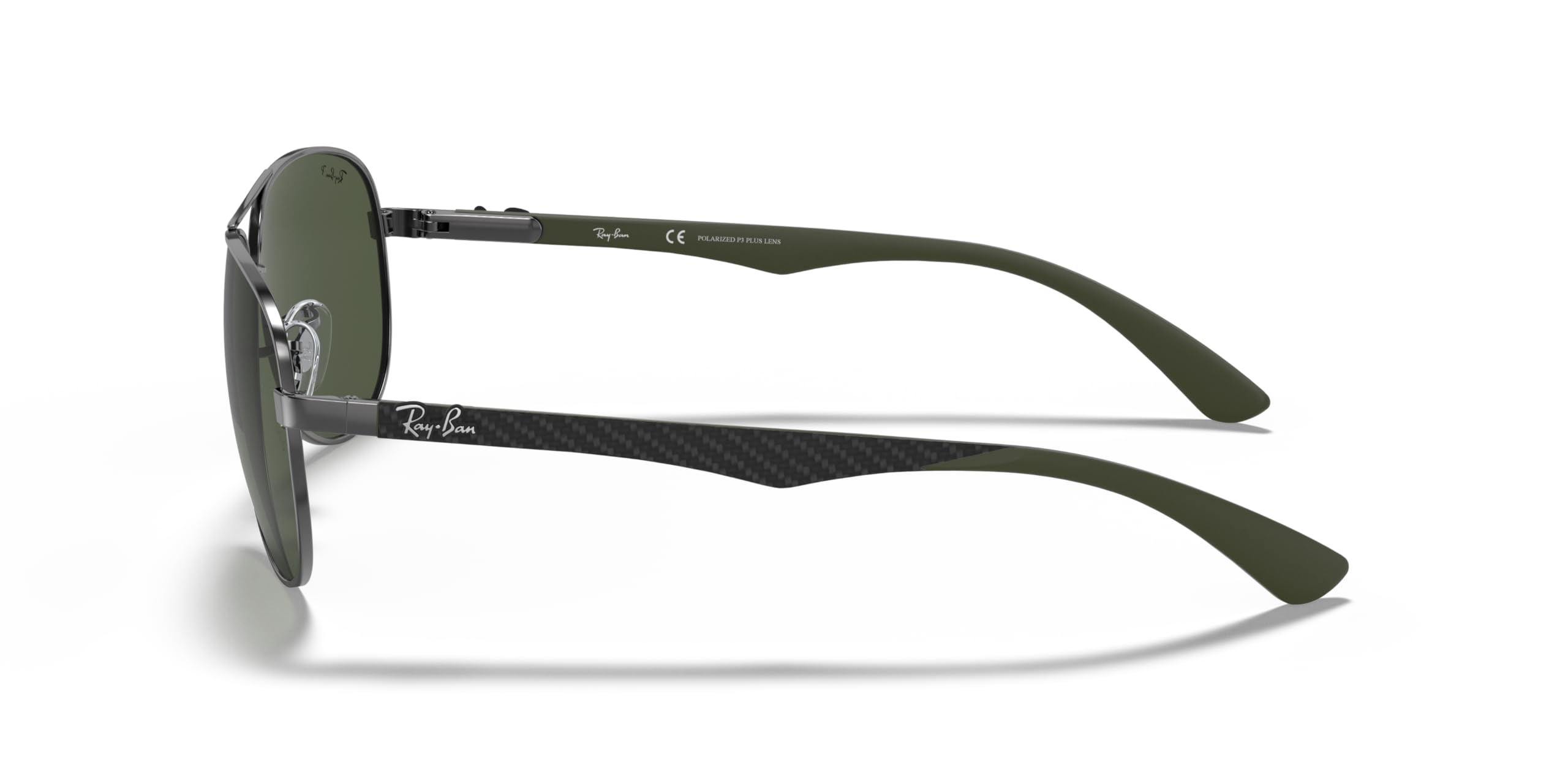 Ray-Ban Men's RB8313 Carbon Fiber Aviator Sunglasses, Gunmetal/Polarized Dark Green, 58 mm