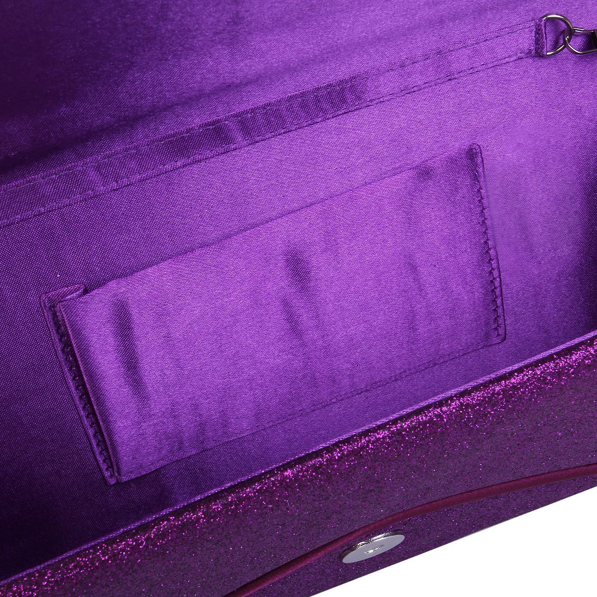 Premium Large Metallic Glitter Envelope Flap Clutch Evening Bag, Purple