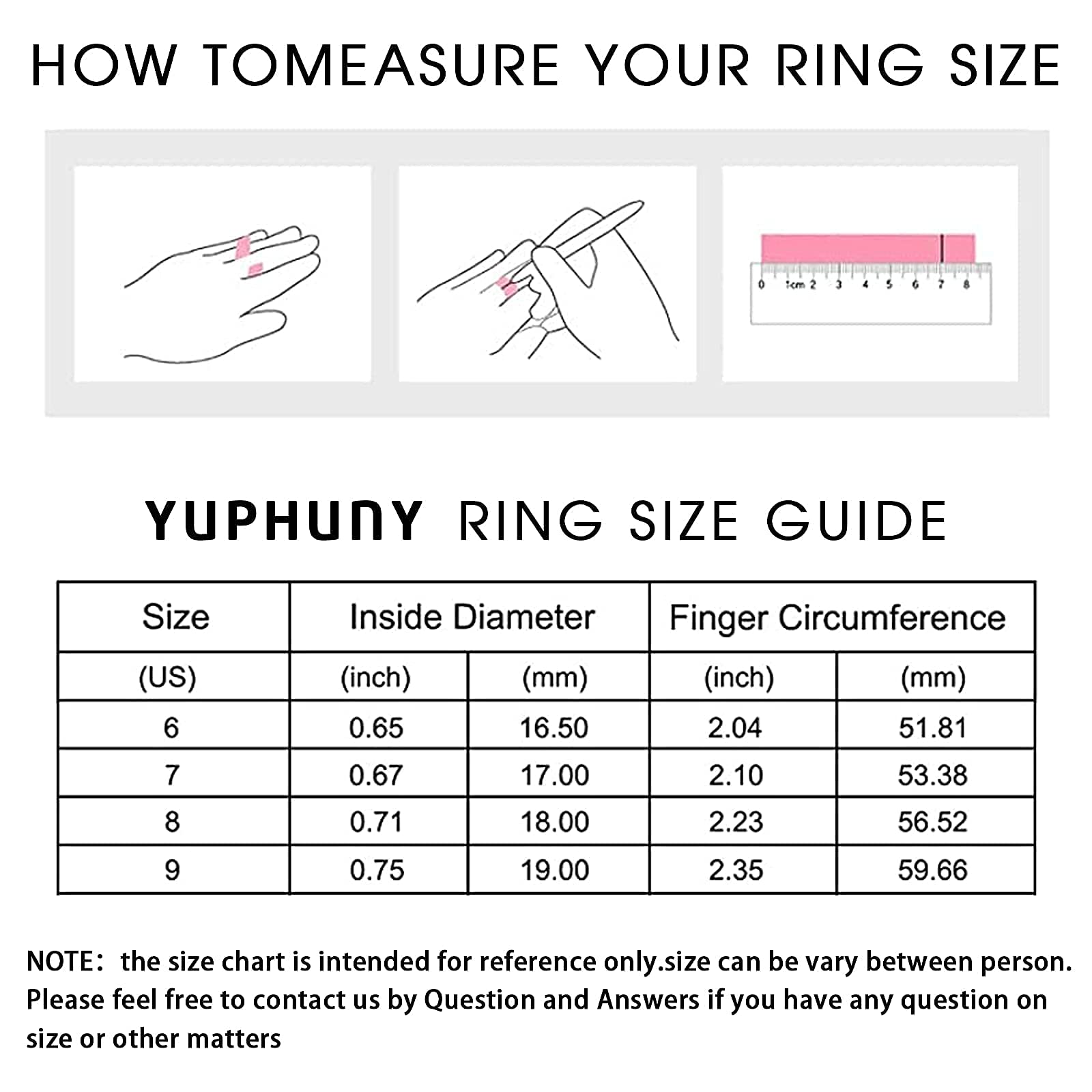 YUPHUNY 1 Carat Round Cubic Zirconia Silver Classic Engagement Ring Ladies Proposal CZ Wedding Ring Size 6-9