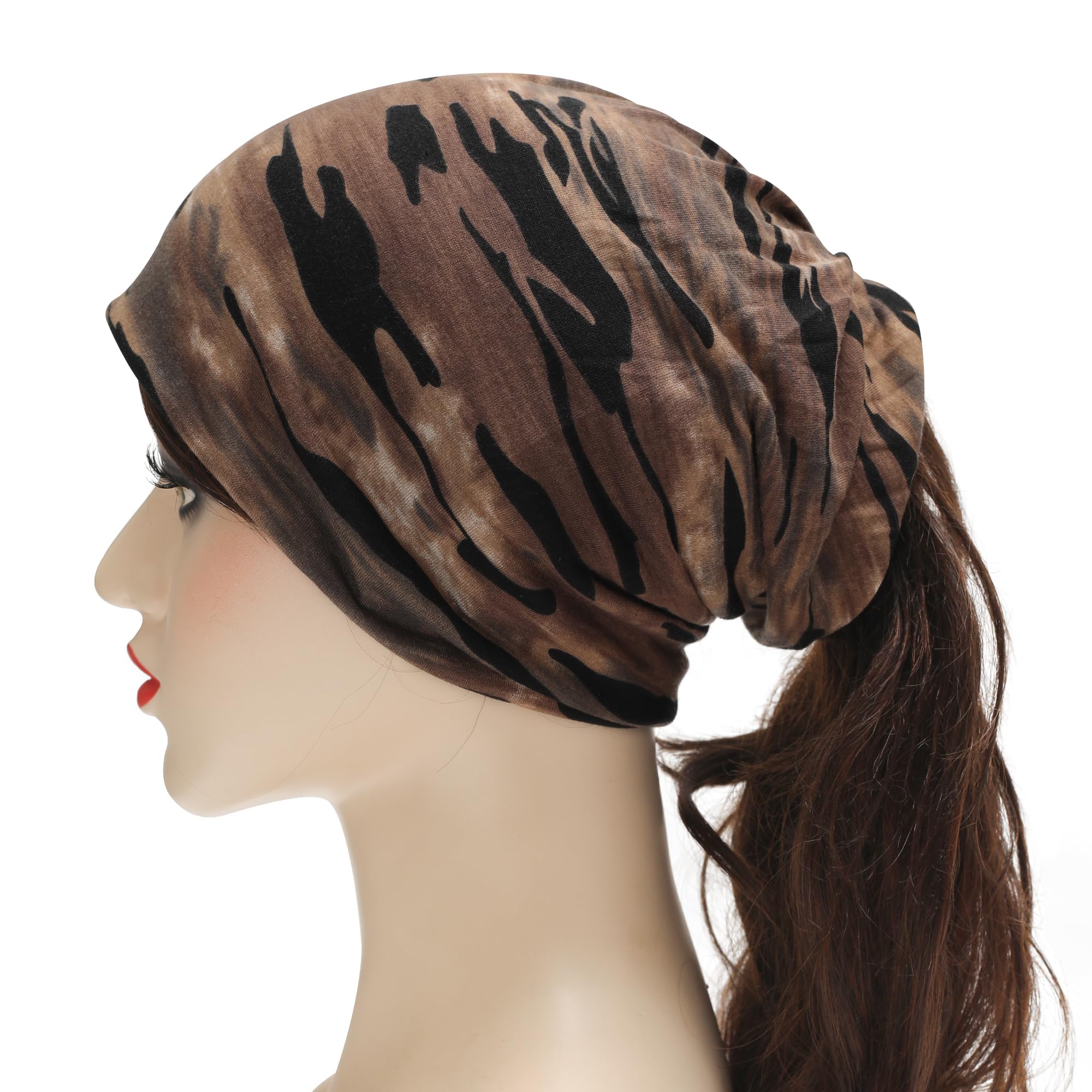 ZLYC Chemo Headwear Women Slouchy Beanie Head Scarf Hat Turban Covers Skull Cap (Polka Dots Blue)