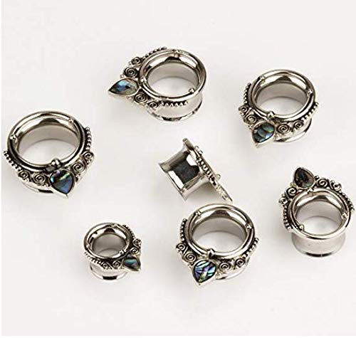 TBOSEN Stainless Steel Gold Plated Large Ear Gauges Abalone Shell Ear Tunnels Stretching Piercings Expanders Plugs 2PCS