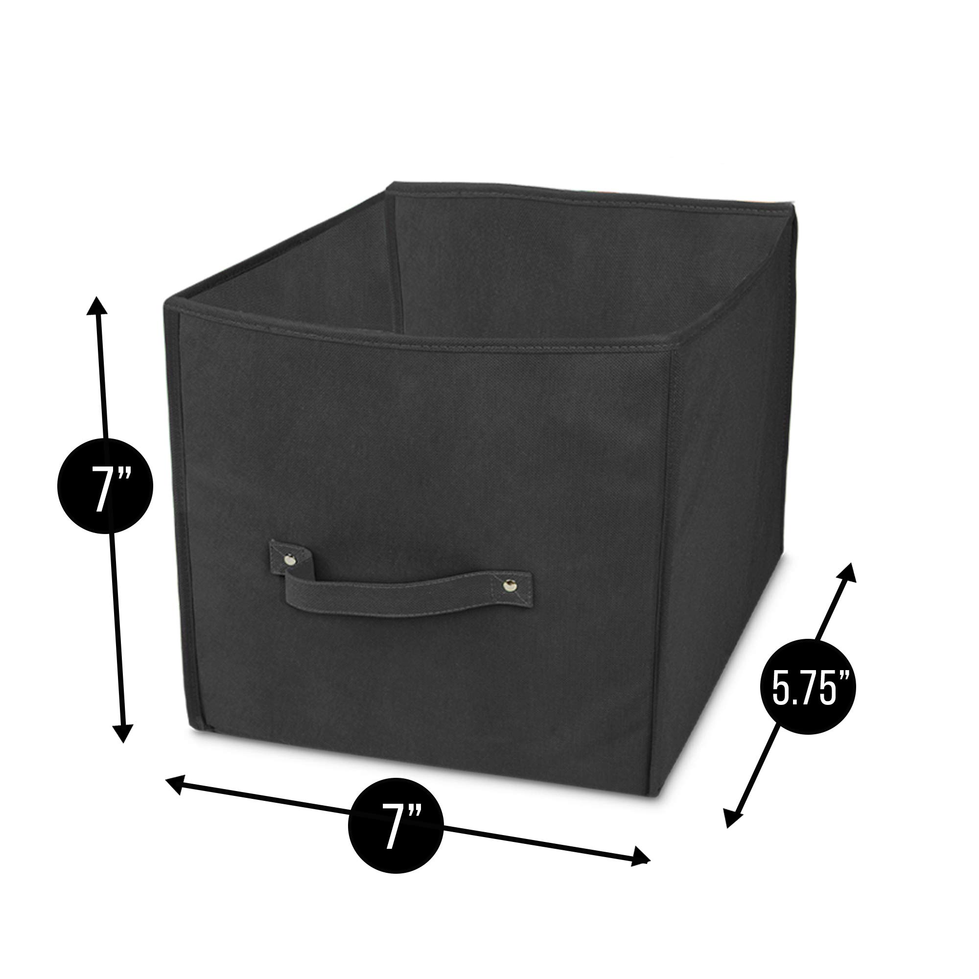 Smart Design Mini Cube Organizer - Set of 2 - Riveted Reinforced Handles - Non-Woven Fabric - for Storage, Arts, Crafts, Accessories, Plushies, and Toys - Home Organization 5.75 x 7 Inch - Black