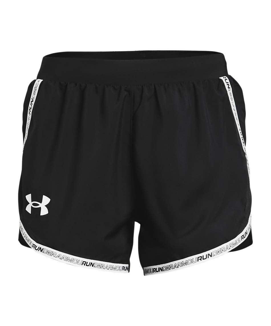 Under Armour Women's Fly by 2.0 Brand Shorts, Black (001)/White, Medium