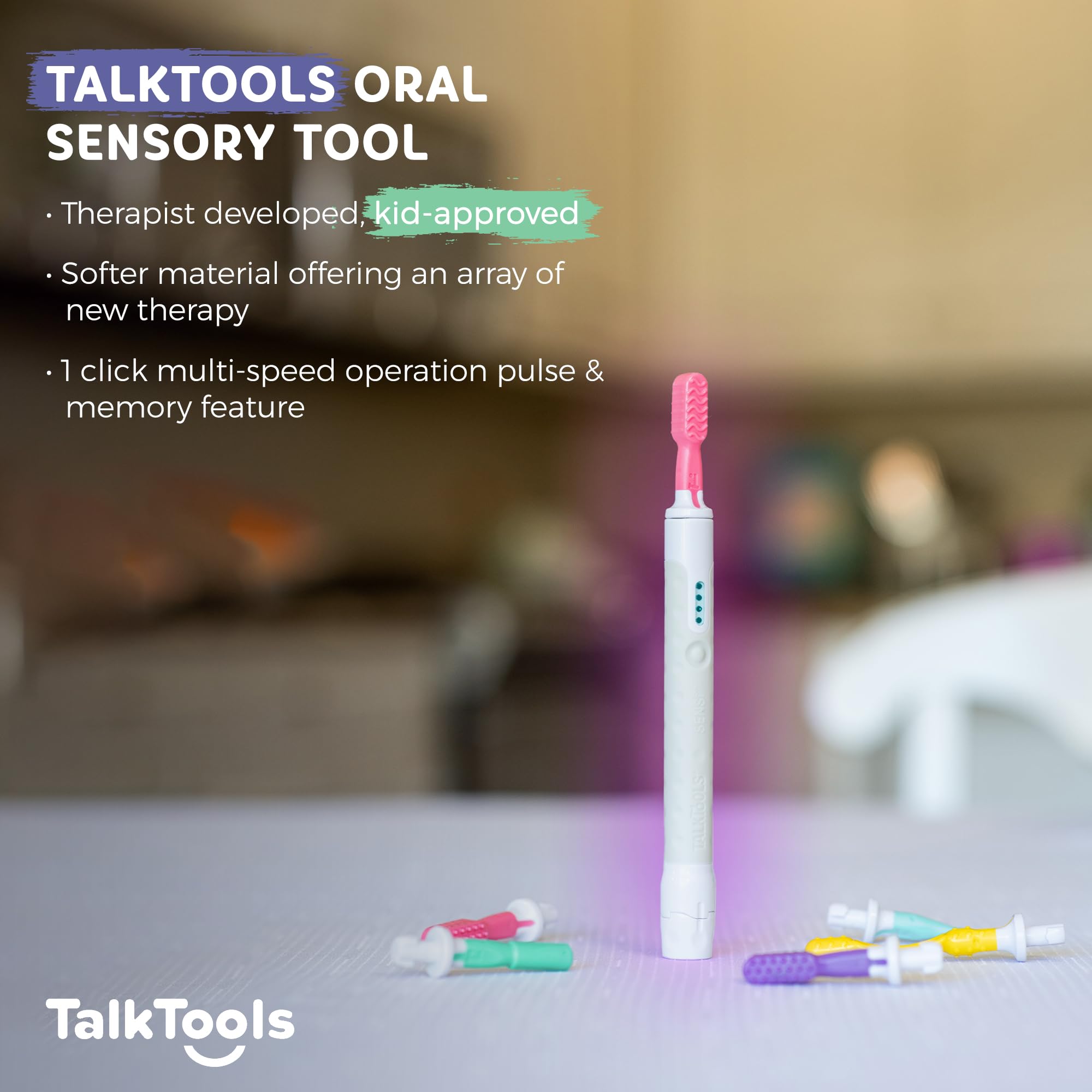 TalkTools Sensi Kit & 14 Tips - Sensory Therapy Tool for Speech and Feeding, Autism Sensory Products, ADHD Tools, Speech Therapy Gifts for Autism Children (White)