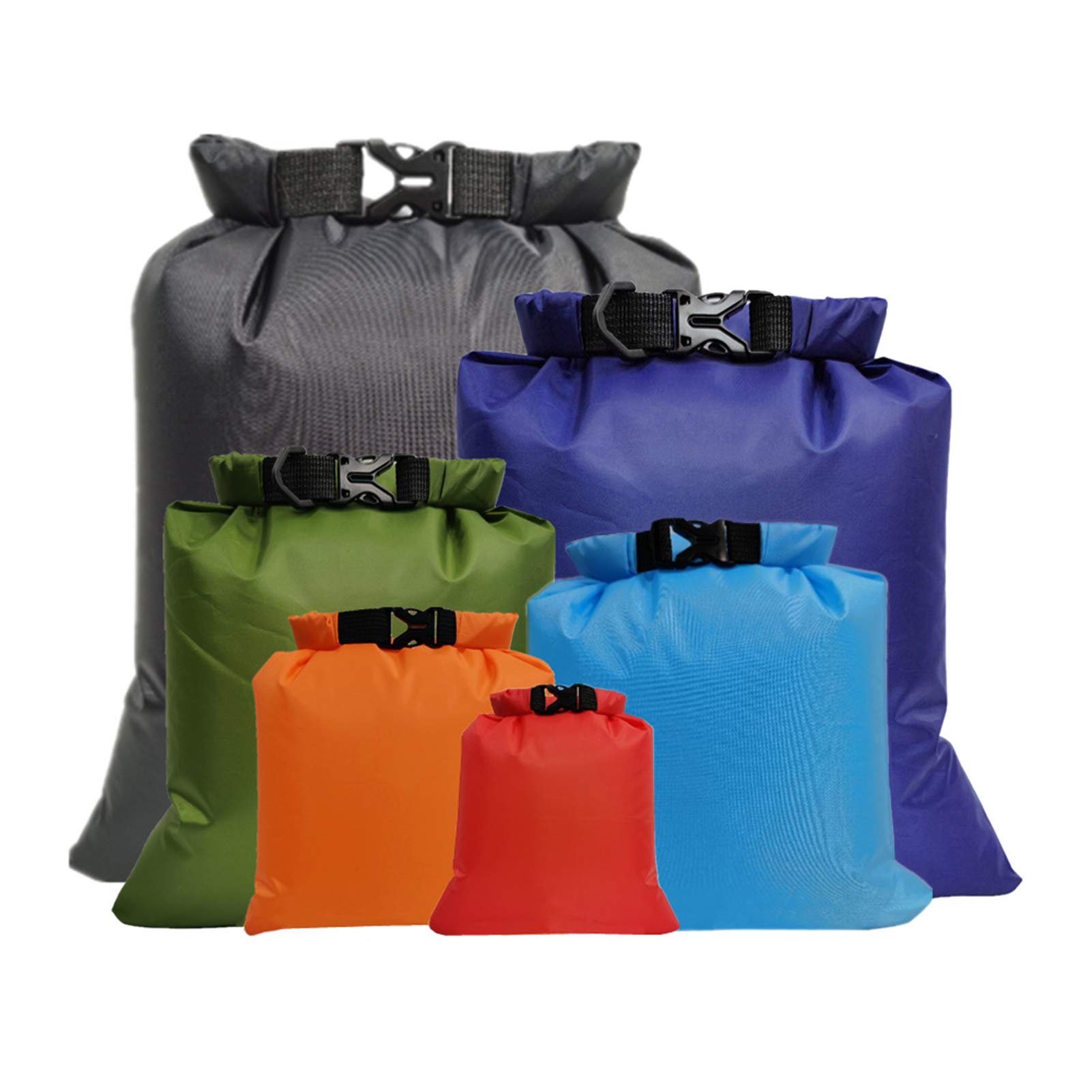 Stuff Sack Set 6-Pack,Outdoor Waterproof Bag Dry Sack for Traveling Hiking Boating (1.5L&2.5L&3.0L&3.5L&5.0L&8.0L)
