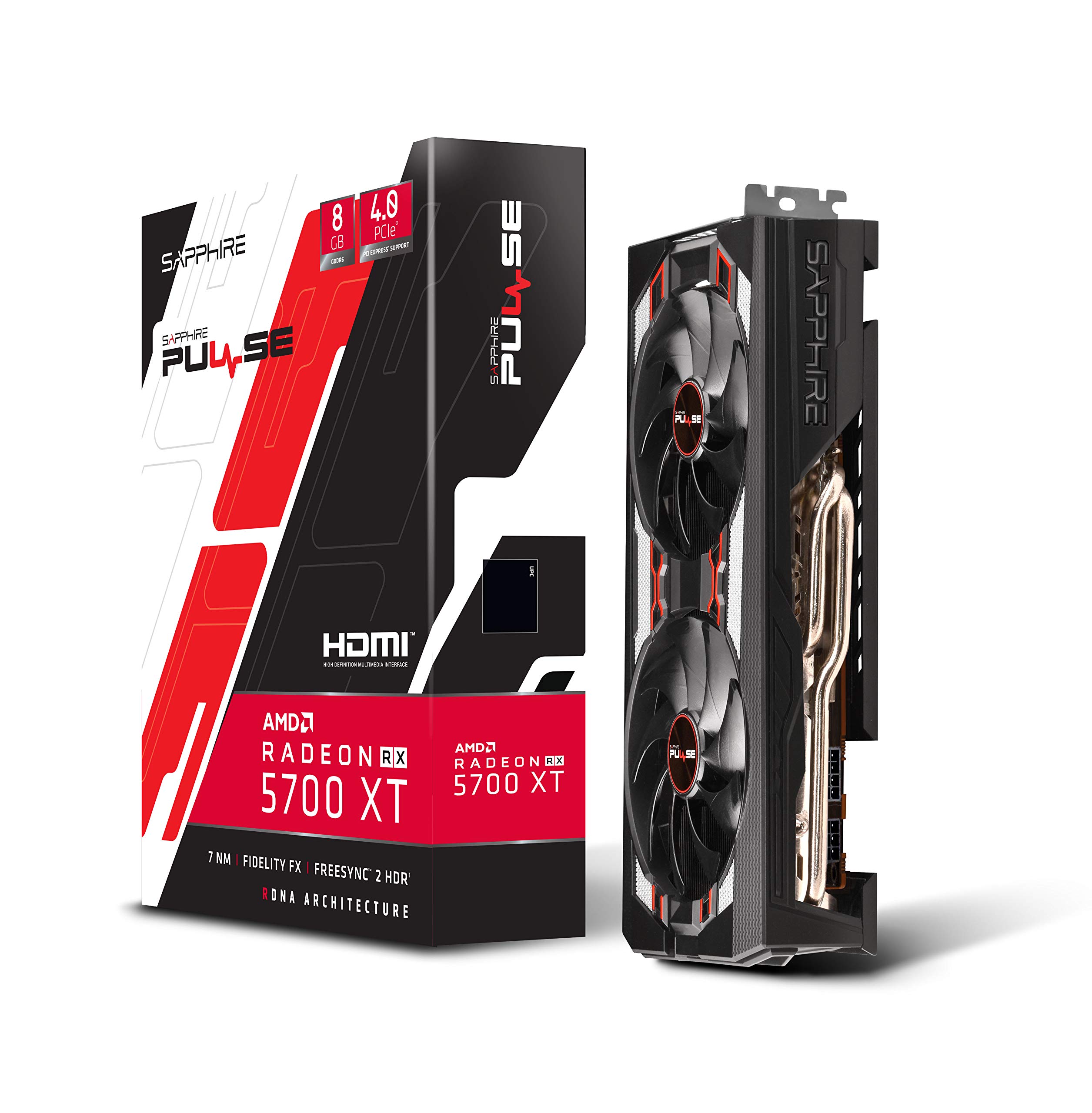 SAPPHIRE 11293-01-20G Radeon Pulse RX 5700 Xt 8GB GDDR6 HDMI/ TRIPLE DP OC w/ Backplate (UEFI) PCIe 4.0 Graphics Card