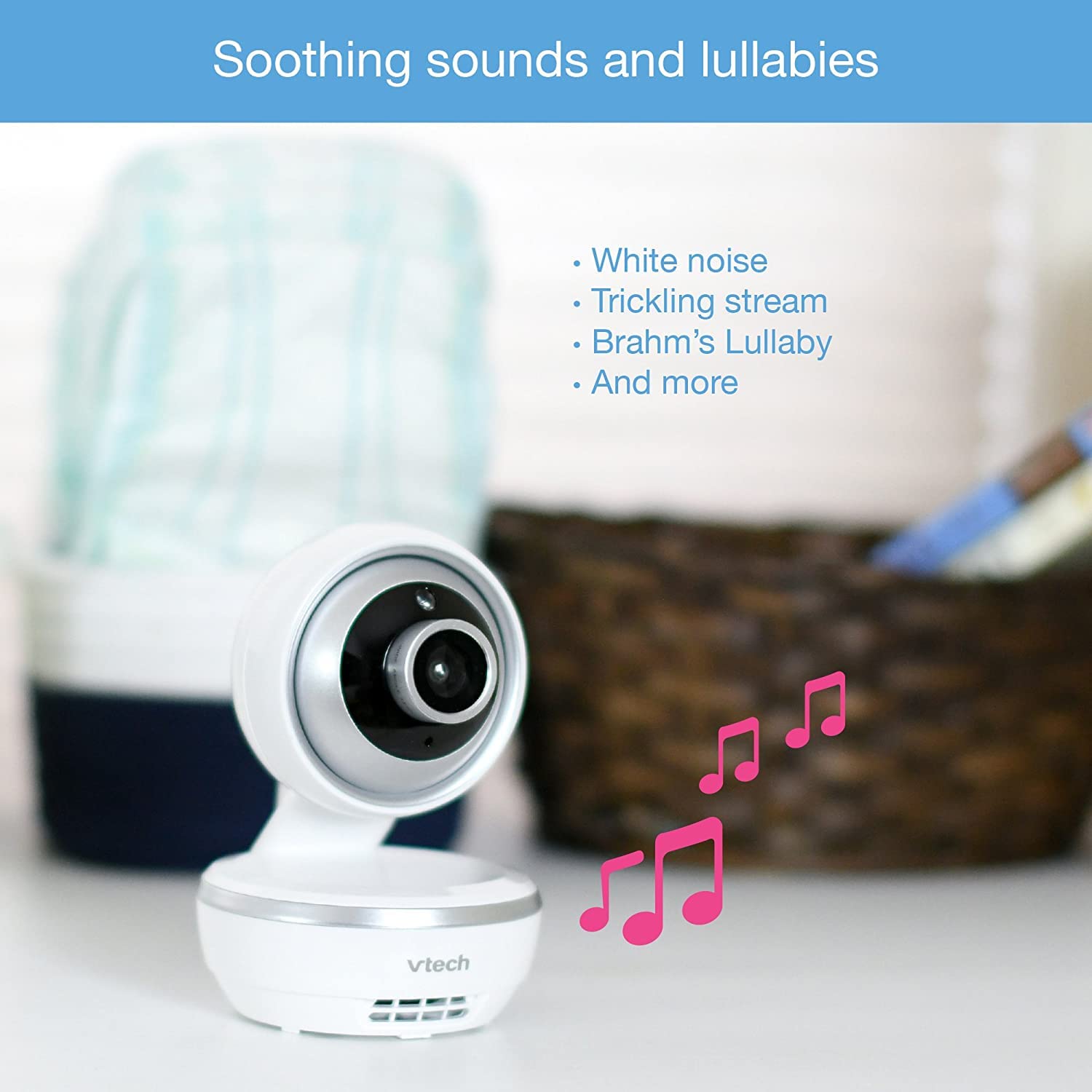 VTech VM5261 5β Digital Video Baby Monitor with Pan & Tilt Camera, Wide-Angle Lens and Standard Lens, White (Renewed)