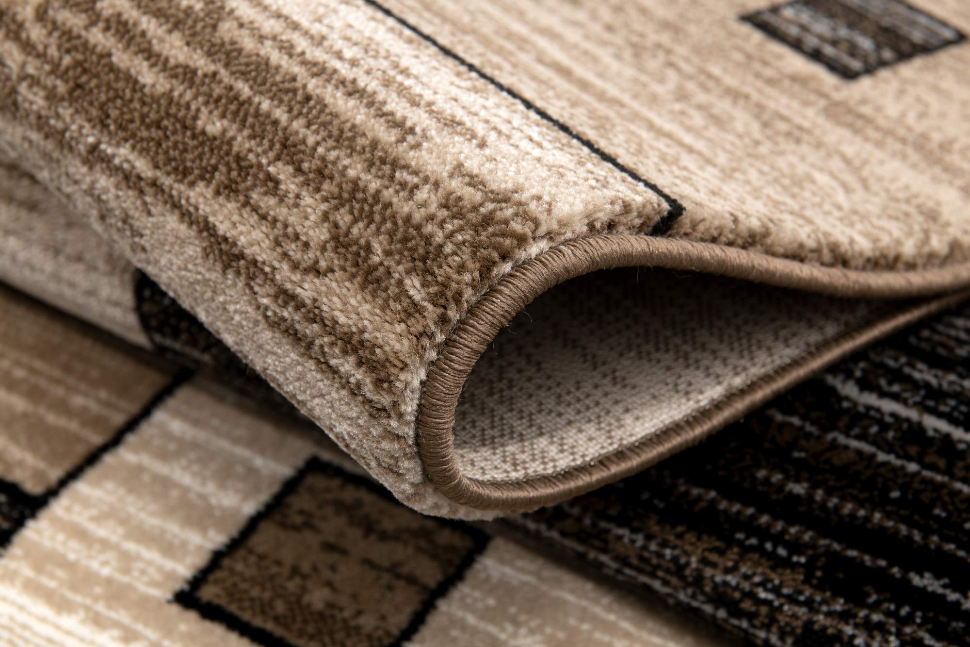 RUG BRANCH Montage Modern Geometric Checkered Brown Beige Indoor Runner Rug for Entryway, Hallway, Bathroom, and Kitchen - 3' x 8' (2'8" X 8')