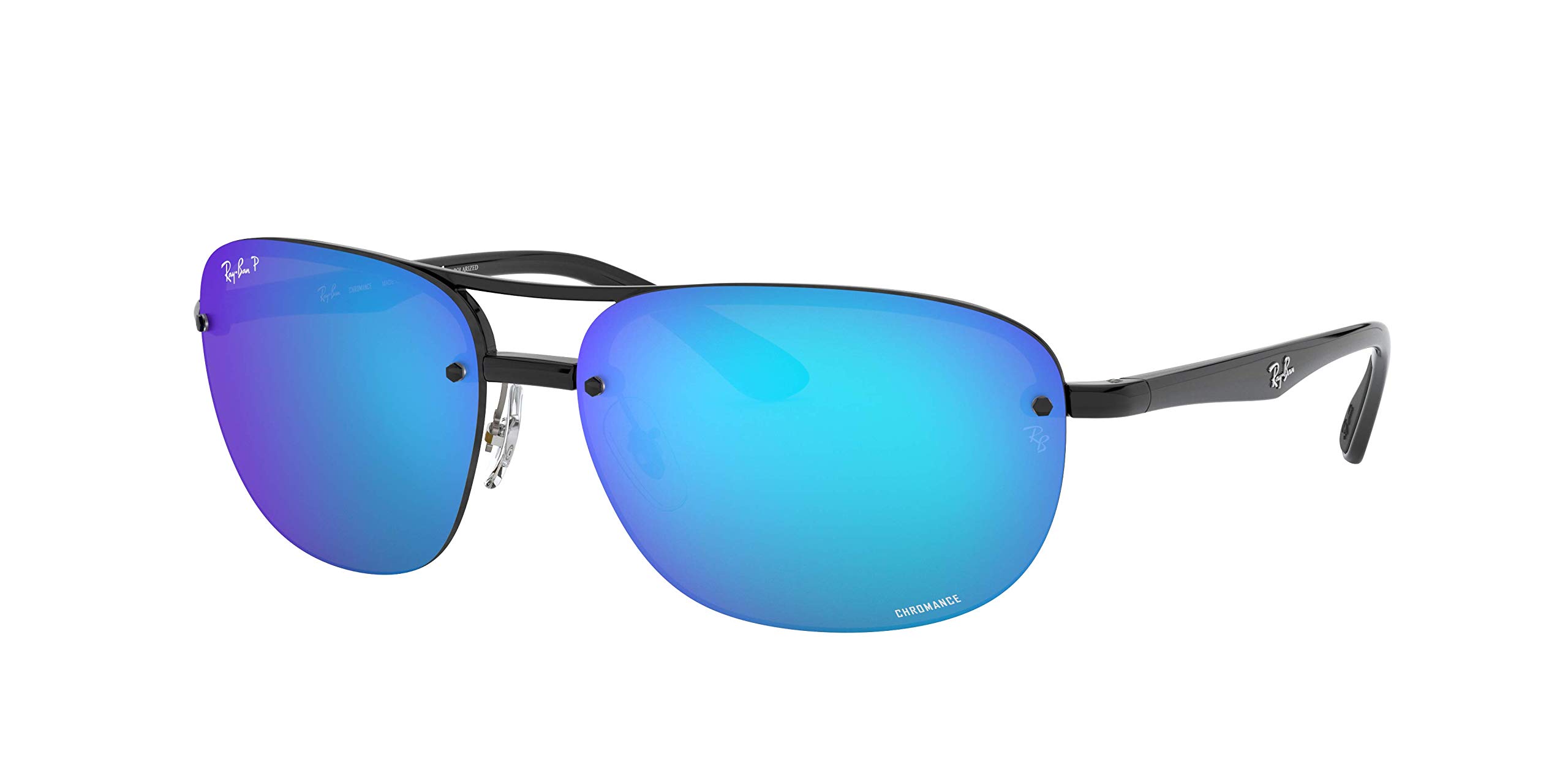 Ray-Ban Men's RB4275CH Chromance Square Sunglasses, Black/Polarized Green Mirrored Blue, 63 mm