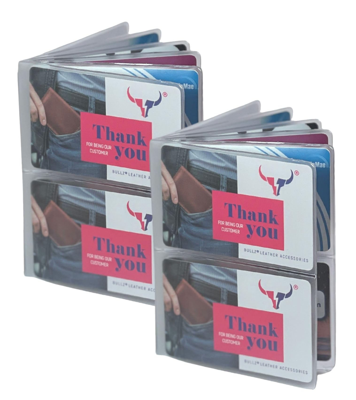 Set of 2 Heavy Duty Vinyl 6 Pages Hipster Wallet Inserts for Mens Wallets MADE IN USA