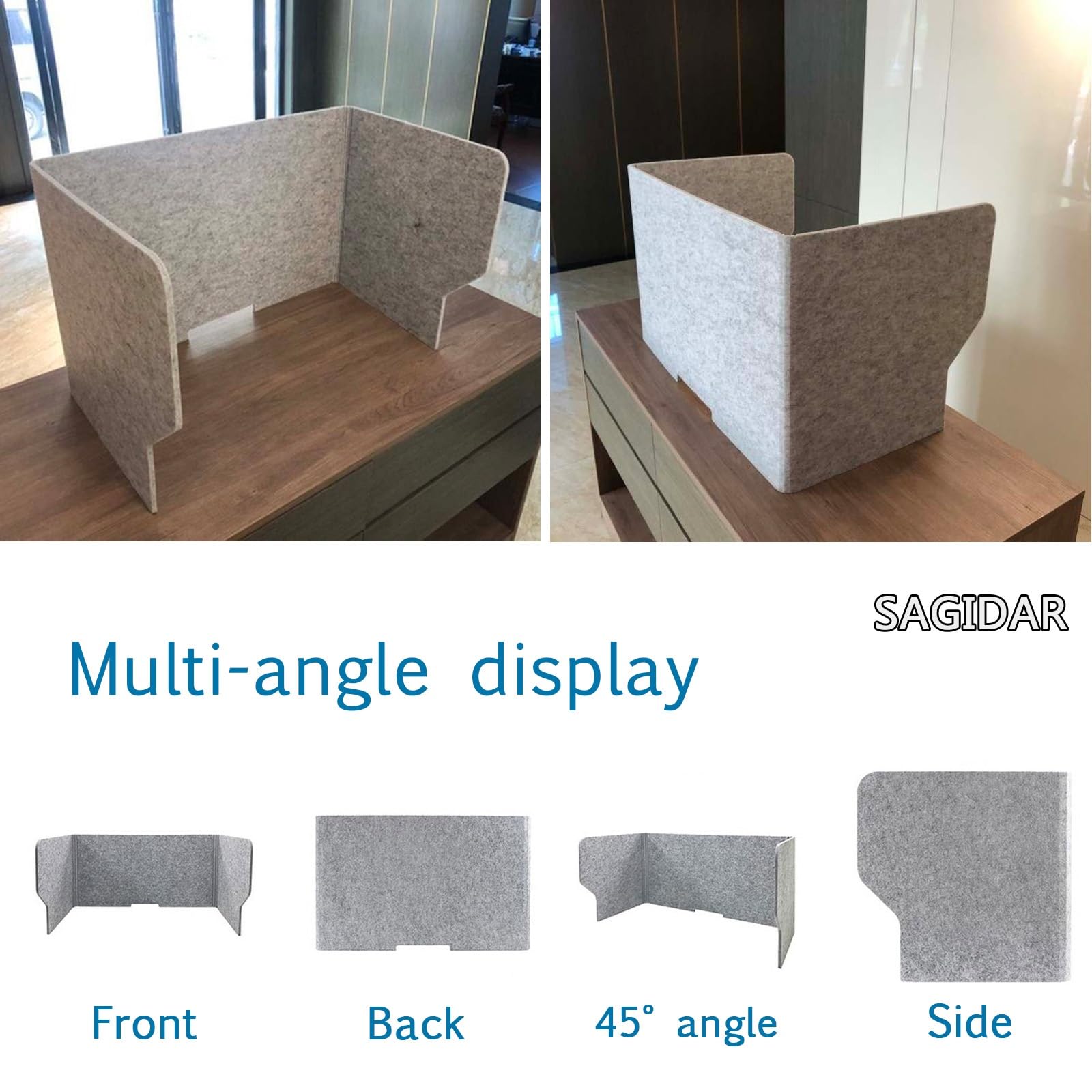SAGIDAR Office Divider Partition, Acoustic Desk Divider, Desktop Privacy Panel, 60/80/100cm, Thickness 9mm, Free Standing Workspace Divider, for Schools Or Offices