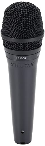 Shure PGA57 Dynamic Microphone - Professional Quality Instrument Mic with Cardioid Pick-up Pattern, 3-in XLR Connector, 15' XLR-to-XLR Cable, Stand Adapter and Zipper Pouch, (PGA57-XLR)