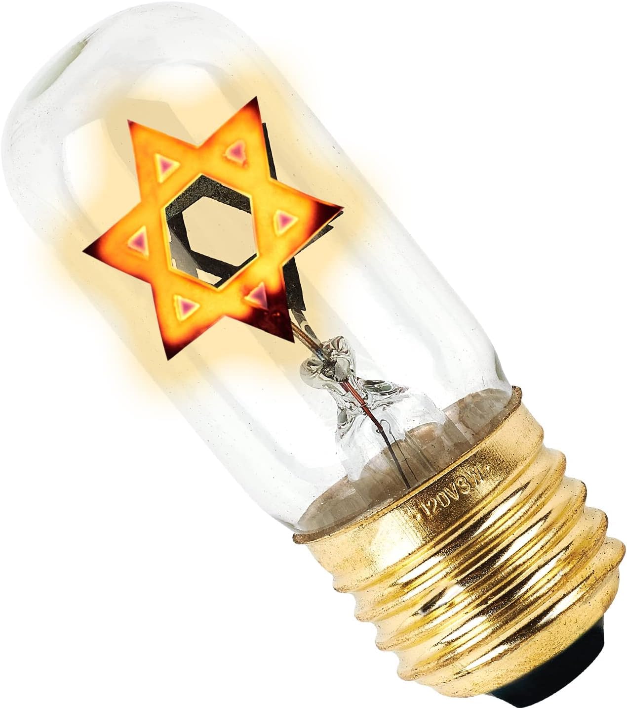 Zion Judaica Jewish Memorial Lamp with Star of David Bulb Yizkor or Yahrtzeit Electric Powered (Silver)