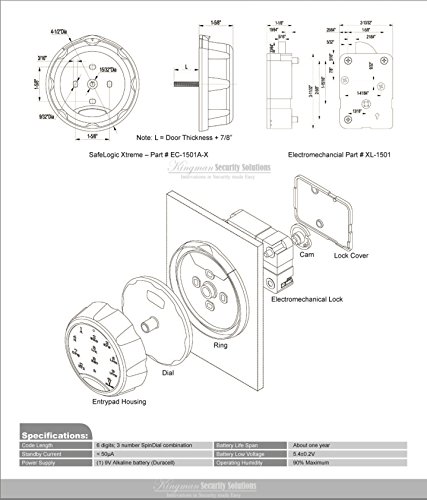 SecuRam SafeLogic Xtreme (Black Chrome Finish) Safe Lock. EMP Proof - Electronic Button Entry, with Mechanical Backup. Backlit Keypad & Dial. Up to 3 Codes. Std Lock Mounting Platform.