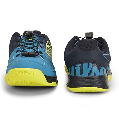 Wilson KAOS Junior QL Tennis Shoe, Barrier Reef/Navy Blazer/Lime Popsicle, 4.5 US Unisex Big Kid