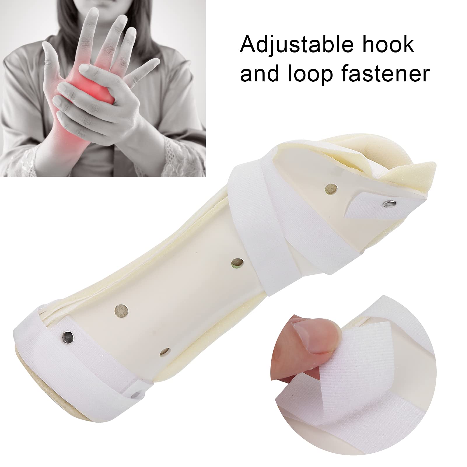 Wrist Splint, Wrist Brace Pain Relief Hook and Loop Fastener for Patient for Sports Injuries for Postoperative Recovery(Right hand, M)