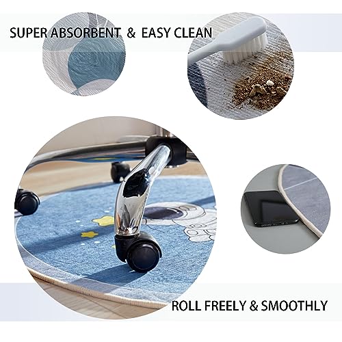 Round Chair Mat for Hard Floors Grey Floor Protector Mats Abstract Marble Chair Mat for Carpeted Floor Low Pile Office 4 FT