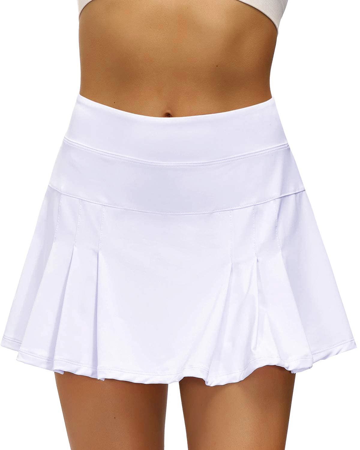 Stylezone Women's Active Athletic Sports Skort Skirts for Running Tennis Golf Workout Skirt with Pockets White S
