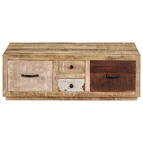 QJBSAVVA Coffee Table 35.4"x23.6"x11.8" Solid Mango Wood,Entrance Table Tray Tables Center Table Low Table Suitable for Meeting Rooms, Reception Rooms, Offices