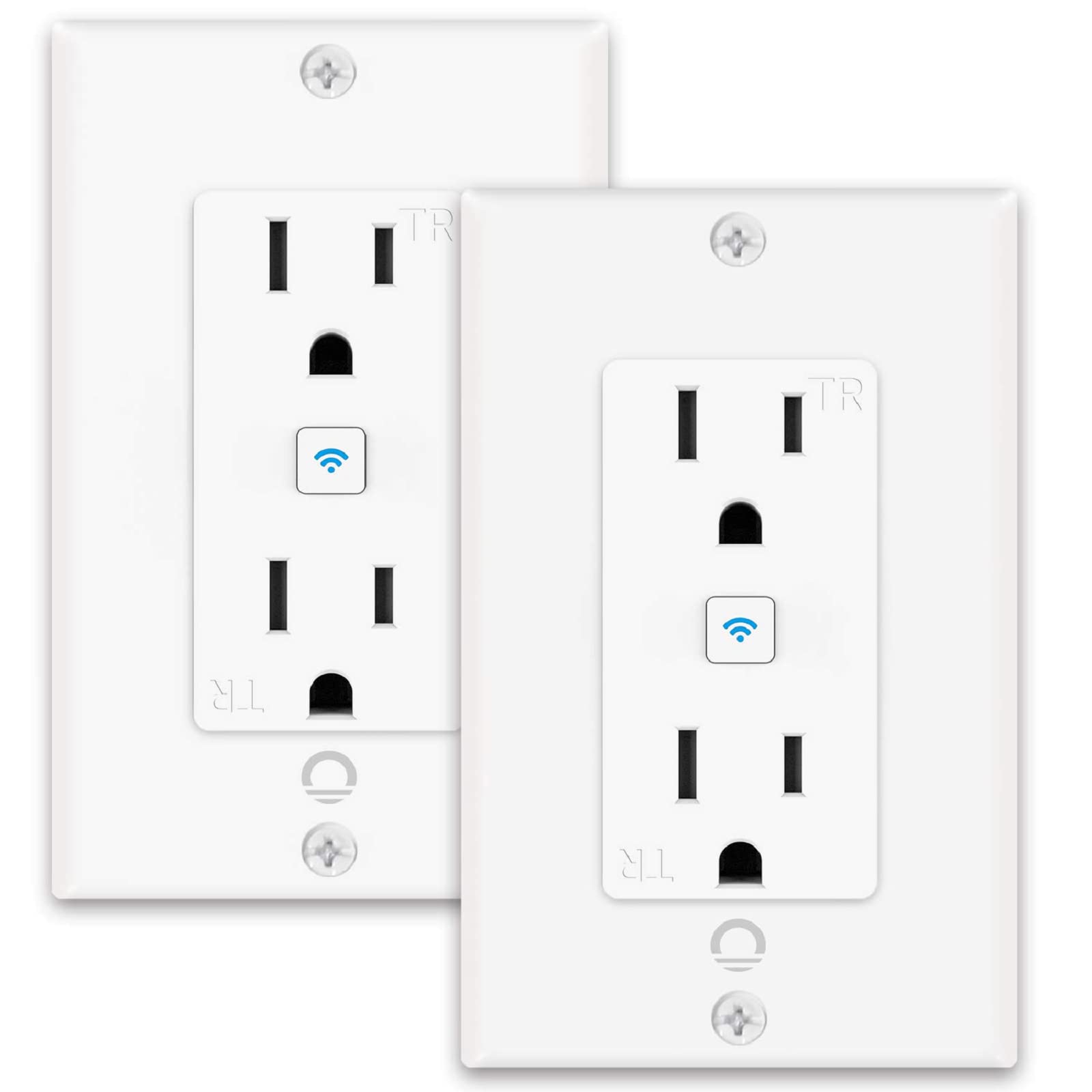 Smart Outlet in-Wall - Smart Electrical Outlet That Work with Alexa, Google Home, 15 Amp, No Hub Required, ETL & FCC Certified, 2.4G WiFi Only (2 Pack)
