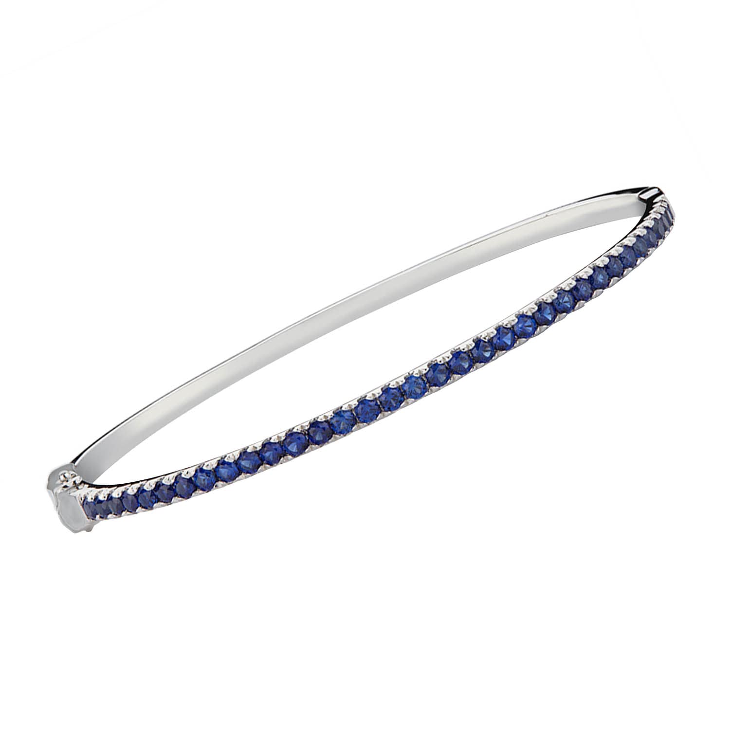 Tirafina Stacking Created Sapphire Bangle Sterling Silver With Double Saftey Lock Clasp