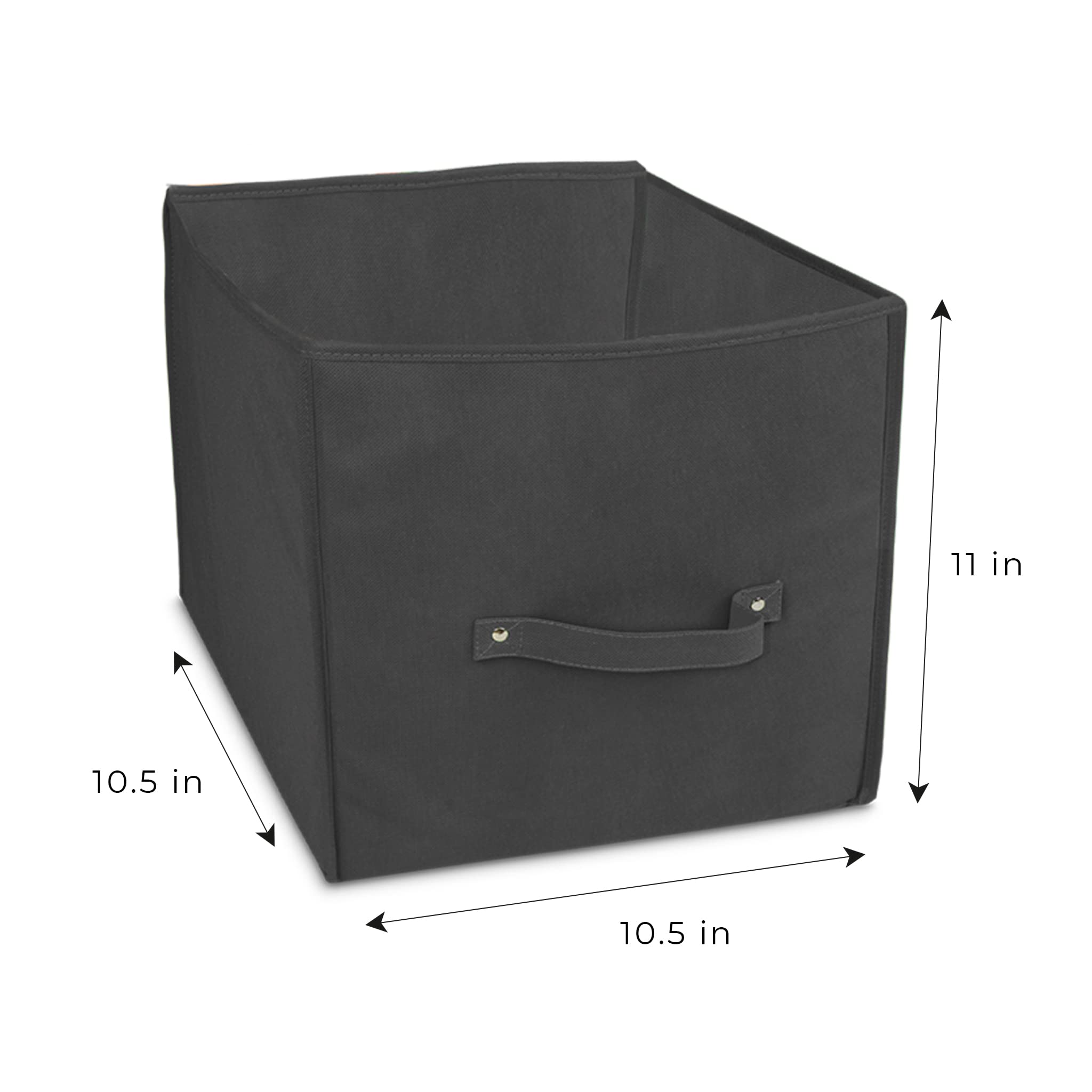 Smart Design Cube Organizer - Riveted Reinforced Handles - Non-Woven Fabric - for Storage, Arts, Crafts, Accessories, Plushies, Toys - Home Organization (10.5 x 11 Inch) (Black) 6 Pack