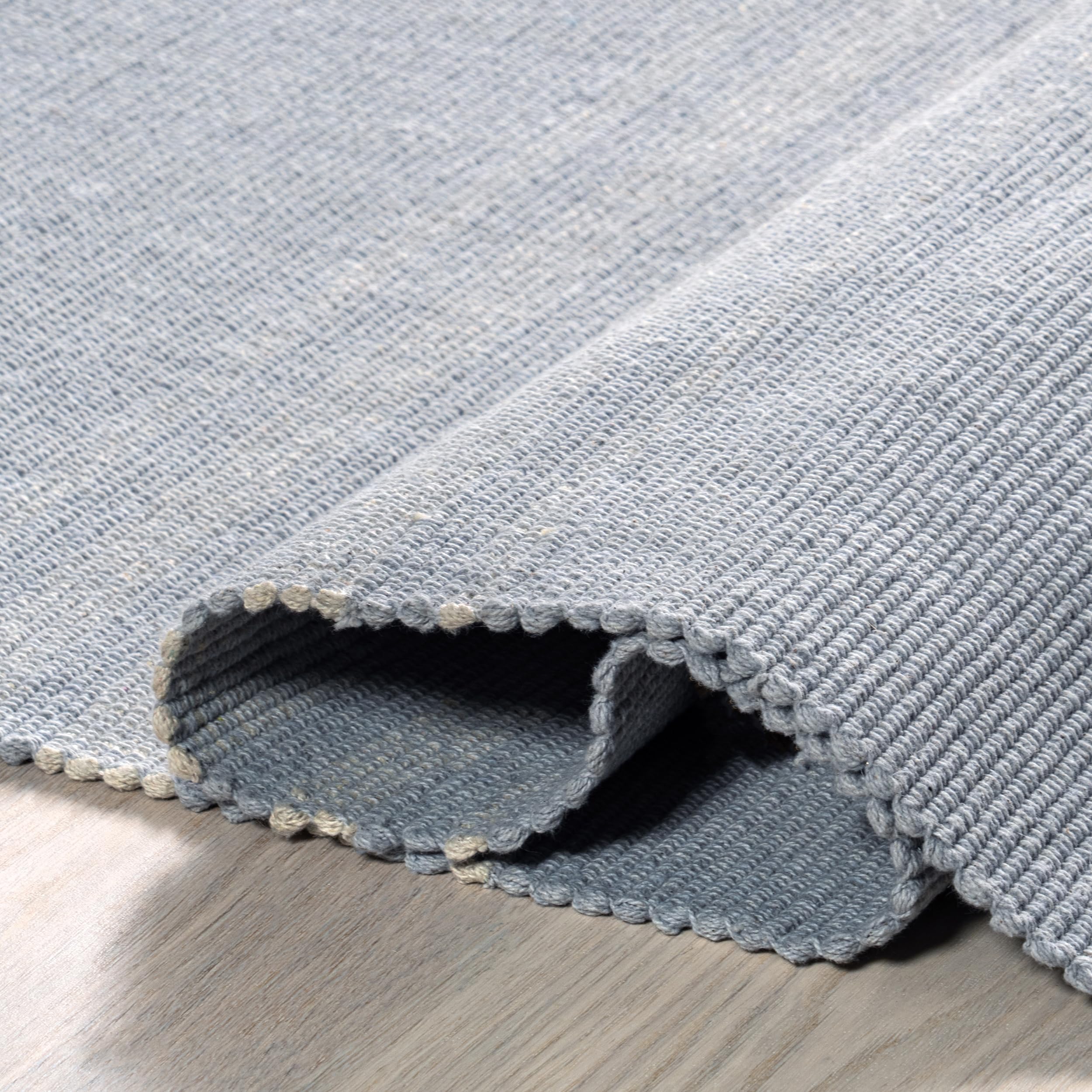 Rugs USA x Lauren Liess Bergamot Striped Cotton Area Rug, 9' x 12', Light Blue
