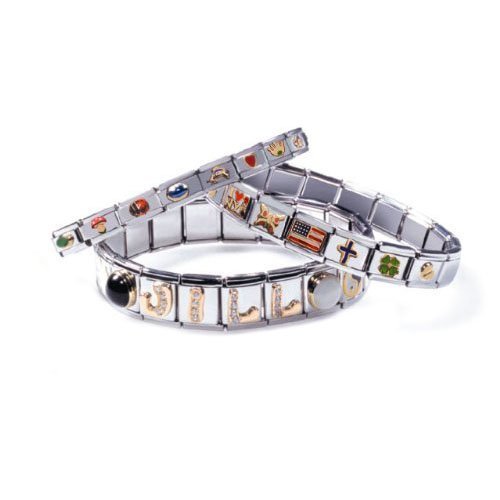 Sexy Sparkles Moon Italian Charm Link for Italian Bracelets Stainless Steel Silver Tone