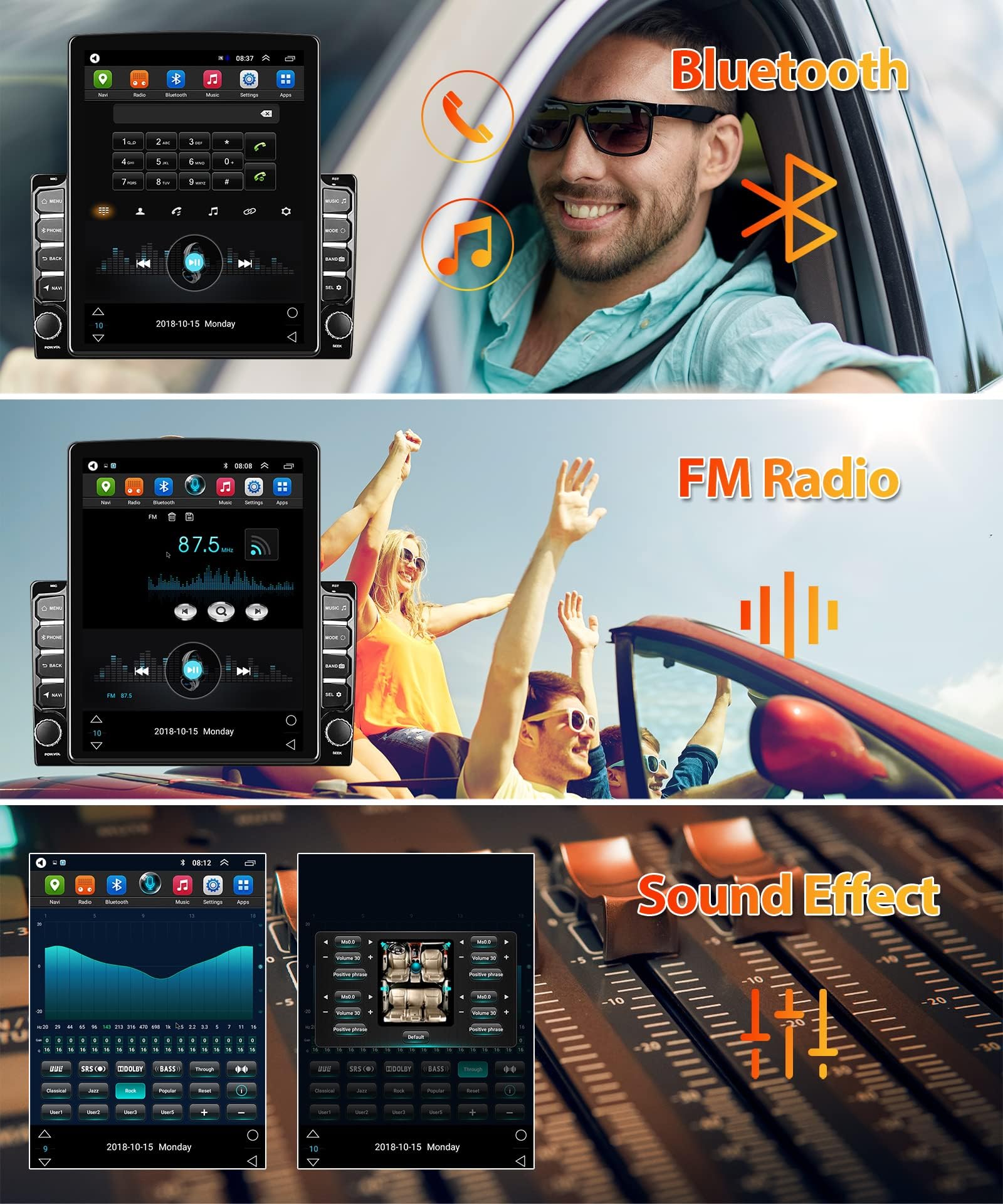 Rimoody Car Stereo Double Din Vertical Car Radio with Bluetooth GPS Navigation, 9.7'' Touchscreen Backup Camera IOS/Android Mirror Link USB FM WiFi Head Unit