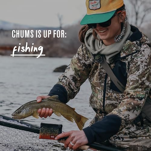 Chums Surfshorts Wallet - Lightweight Slim Wallet with RFID Blocking Card & Clear ID Window - Zippered, Water Resistant w/Key Ring (Blue/Green)