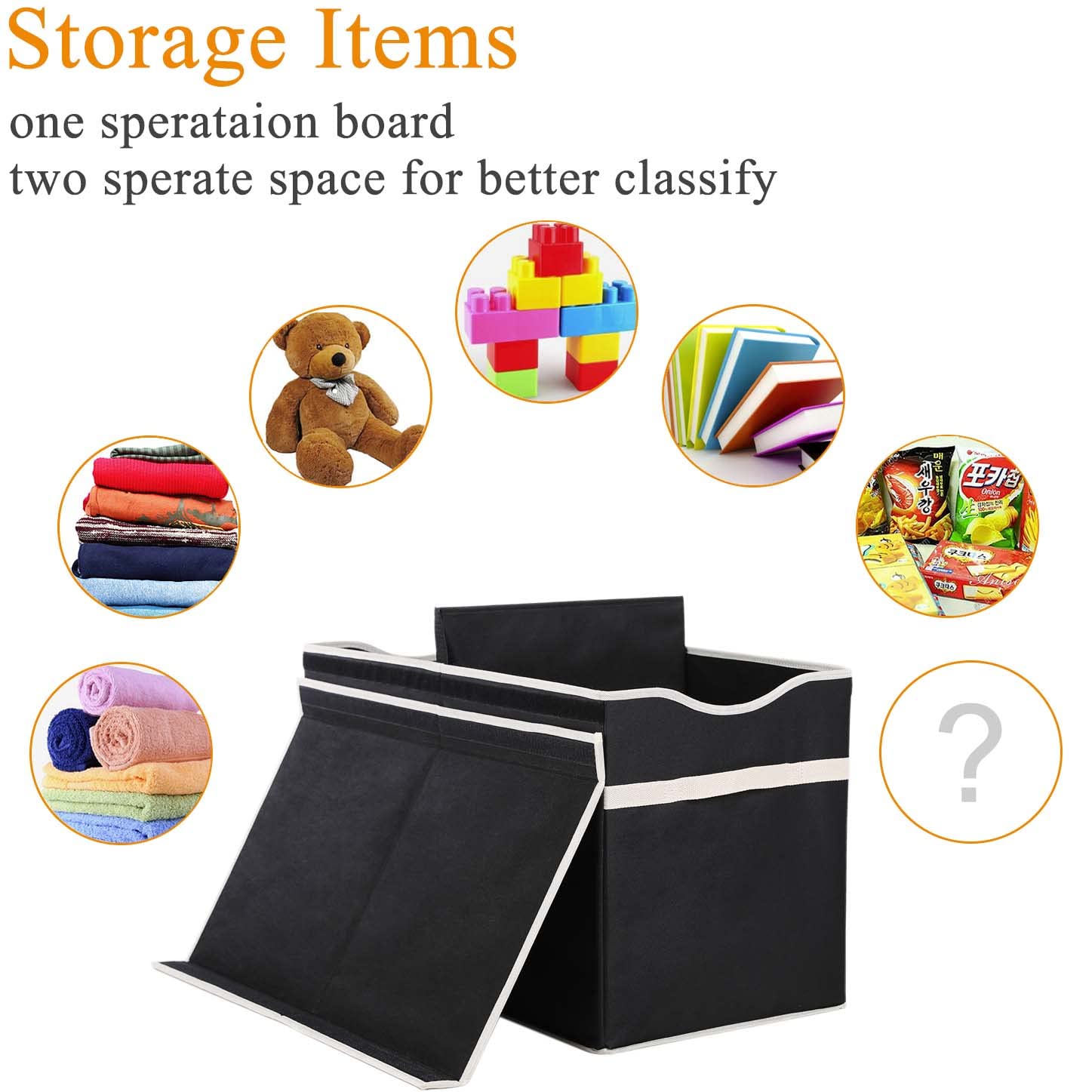 VICTOR'S Kids Toy Box Chest - 2 Pack Large Lightweight Collapsible Toy Storage Organizer Boxes Bins Baskets Thick Grey + Black, 26.8in x 13.8in x 16in