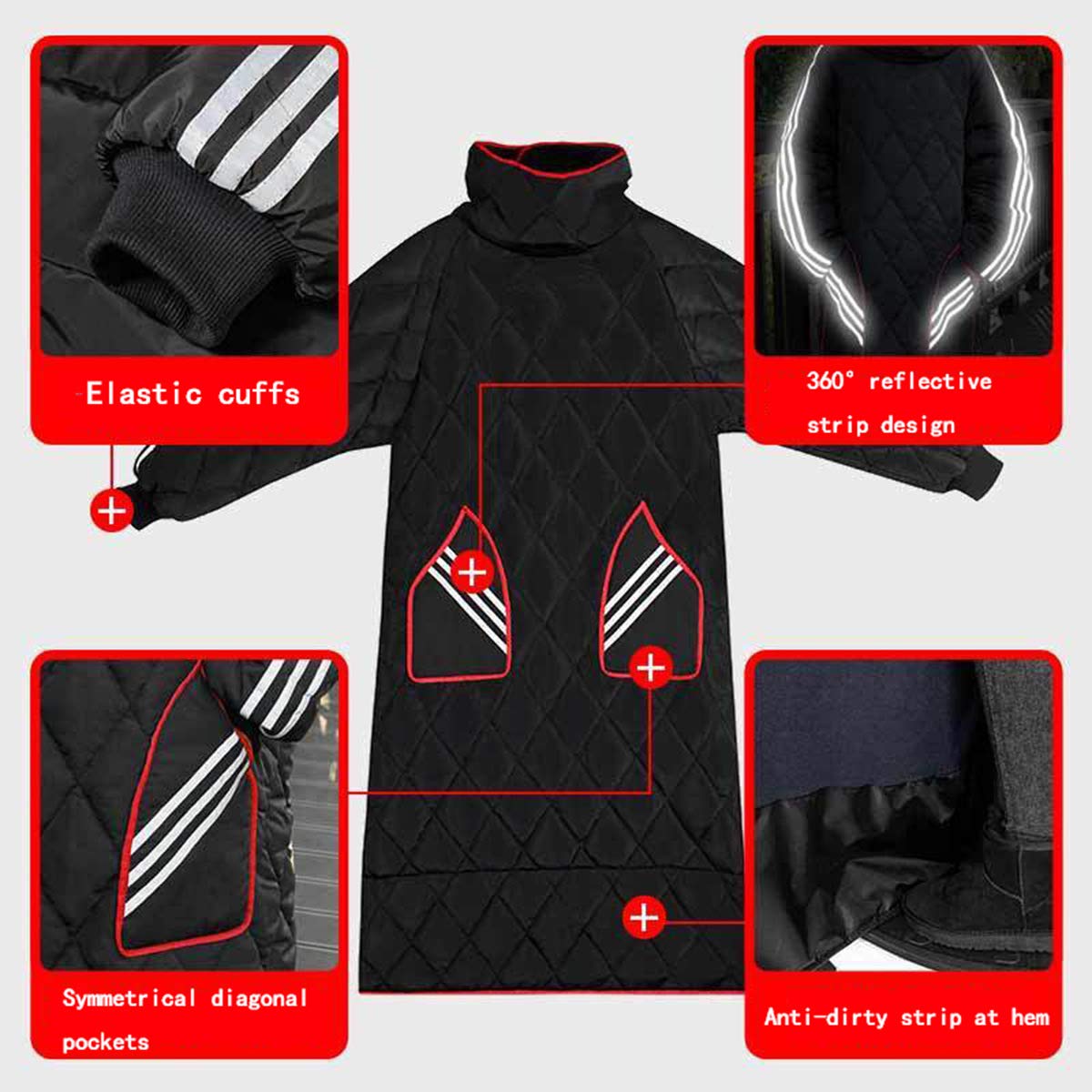 Universal Electric Motorcycle Cover, Winter Windproof Plus Velvet Thickened Cover, Leg Knee Warm Protector Shield Motorcycle Winter Windshield Quilt Motorcycle Leg Lap Apron Cover Black-X