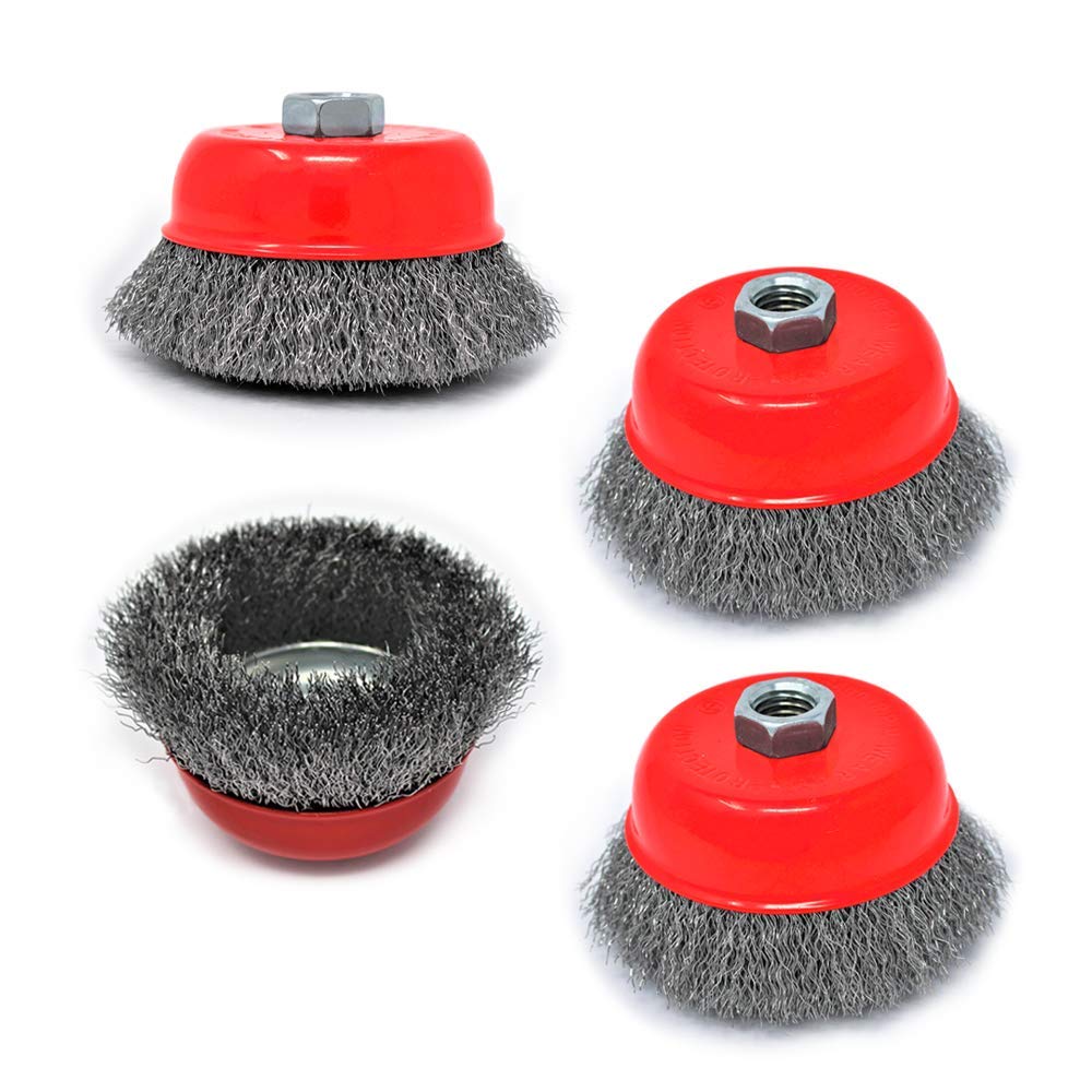 Toolman Knotted Cup Brush Universal Fit 4" For Grinders Twist Knotted works with DeWalt Makita Ryobi SKILL Bosch 4XTH003