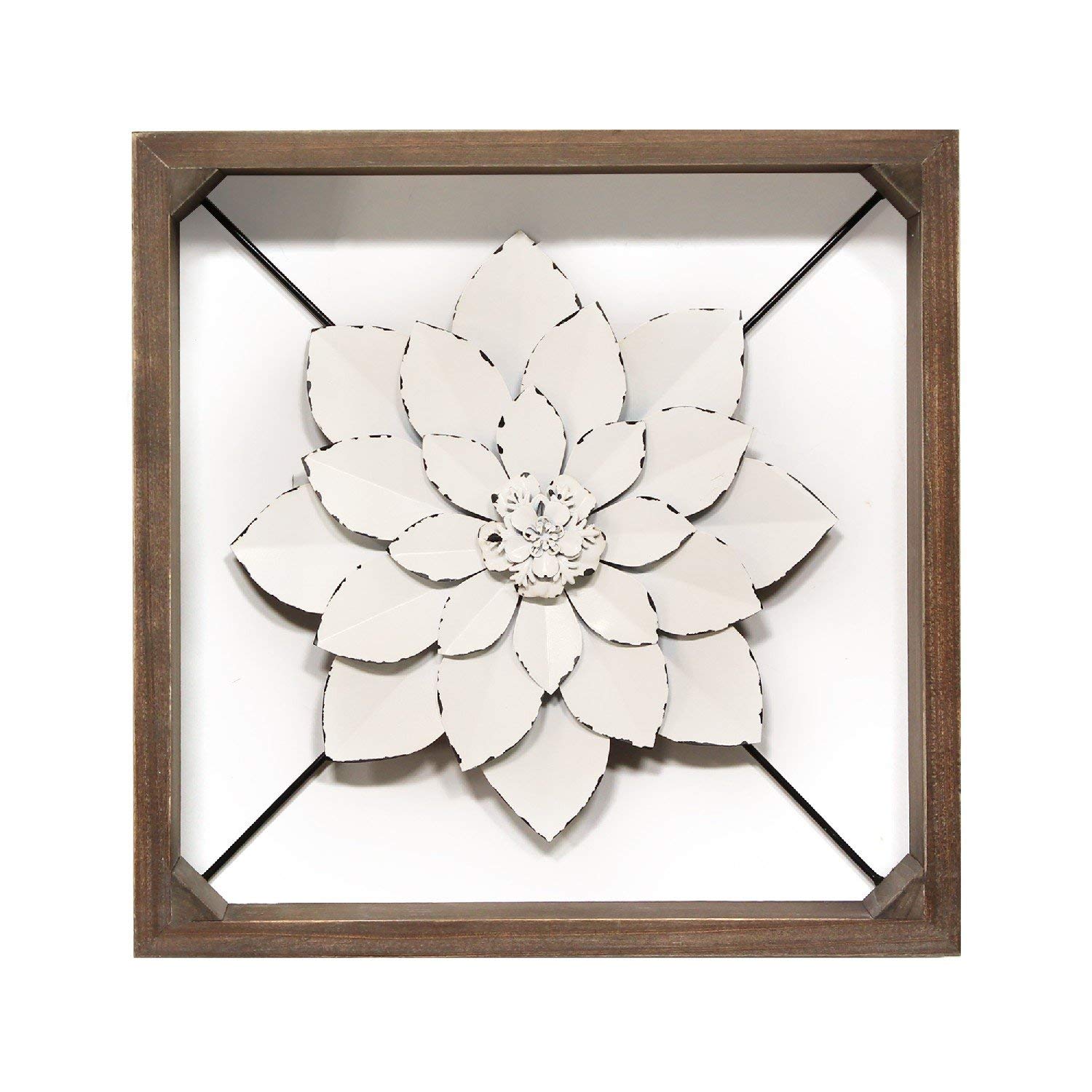 Stratton Home Décor S21053 Wall Decor, 15.75" W X 2.75" D X 15.75" H, Distressed White