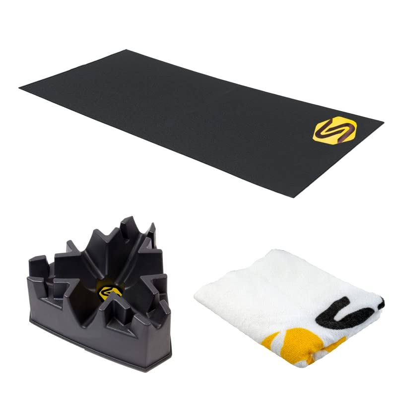 Saris Complete Bike Trainer Accessory Kit with Bike Mat, Climbing Block & Towel, Black