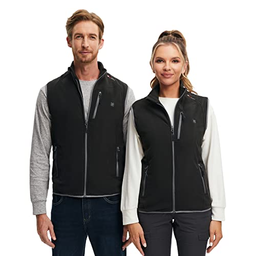 PROSmart Heated Vest Polar Fleece Lightweight Waistcoat with USB Battery Pack(Unisex,Black) (Gray, L) (Black, XL)