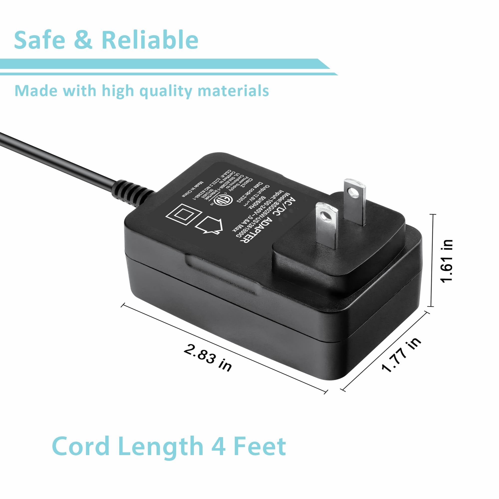 SLLEA 12.6V 2-Prong AC/DC Adapter Compatible with AIPER Seagull 1000 HJ1103J AIPURY1000 AIPURY 1000 Cordless Automatic Robotic Pool Vacuum Cleaner 5000mAh Lithium Ion Battery 1.8A Power Charger PSU