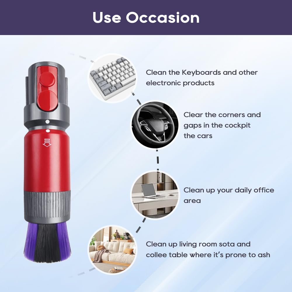 SONGRUI Traceless Scratch-free Dusting Brush Compatible with Dyson V7 V8 V10 V11 V12 V15 and Gen 5 Vacuum Cleaners, Handy Self-cleaning Soft Bristles Great for Car Interior, Baseboards and Corners