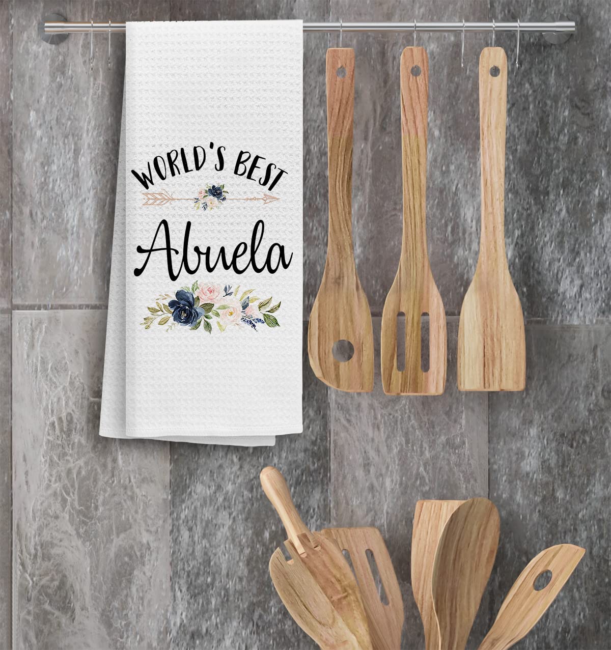 TUNW Best Grandma Kitchen Towels 16″×24″,World’s Best Abuela Floral Soft and Absorbent Kitchen Tea Towel Dish Towels Hand Towels,Birthday Christmas Thanksgiving for Abuela Grandma