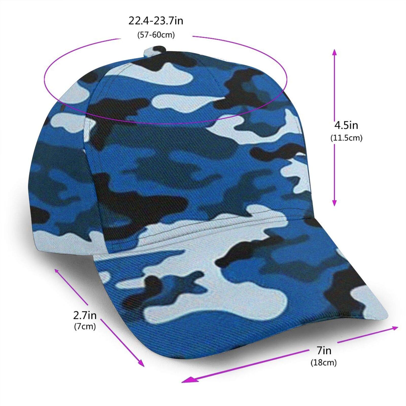 Wineware Blue Camo Print Casual Baseball Cap Adjustable Twill Dad Hats Adjustable Sports Outdoor Cap for Men Women, One Size